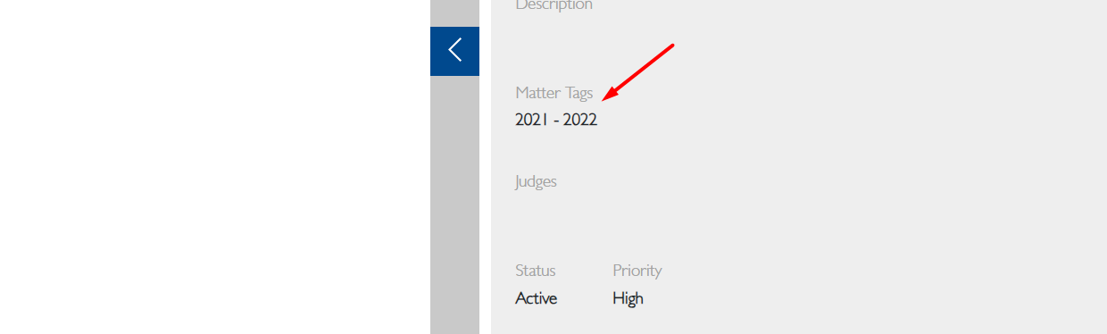 Bug #2016: View Matter(Legal/General): The Matter tag shows the default year as 2021-2022 ...