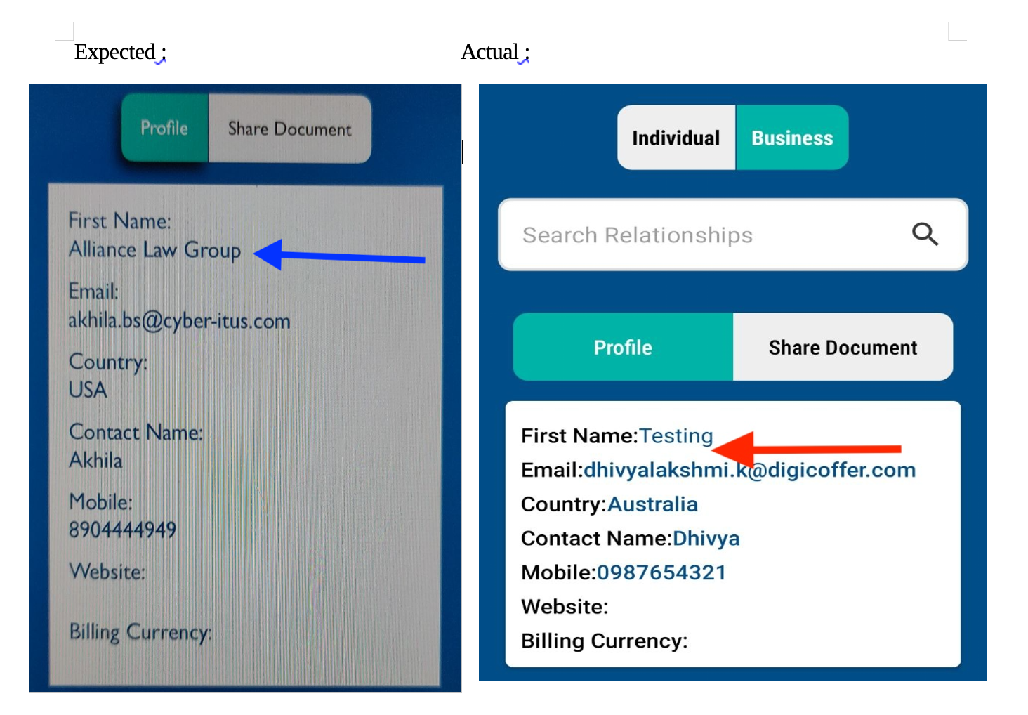 Bug #2465: View Relationships - [ More Details - Profile ] : UI Issues - Relationship - Android ...