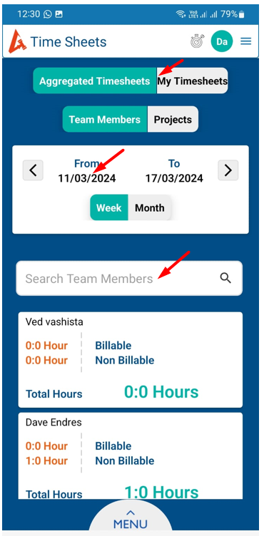 Bug #2503: Timesheets(Aggregated Timesheets - Team Members) Tab text alignment, From To Date ...