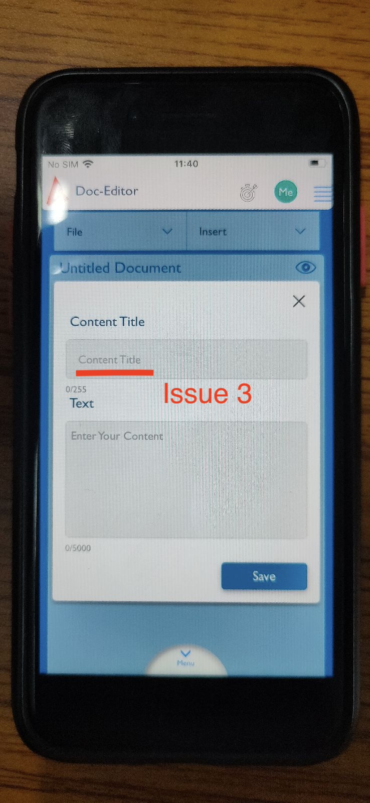 Bug #2836: Create: Change the Hint Text and Fix the Alignment Issue. - iOS - Doc-Editor - Redmine
