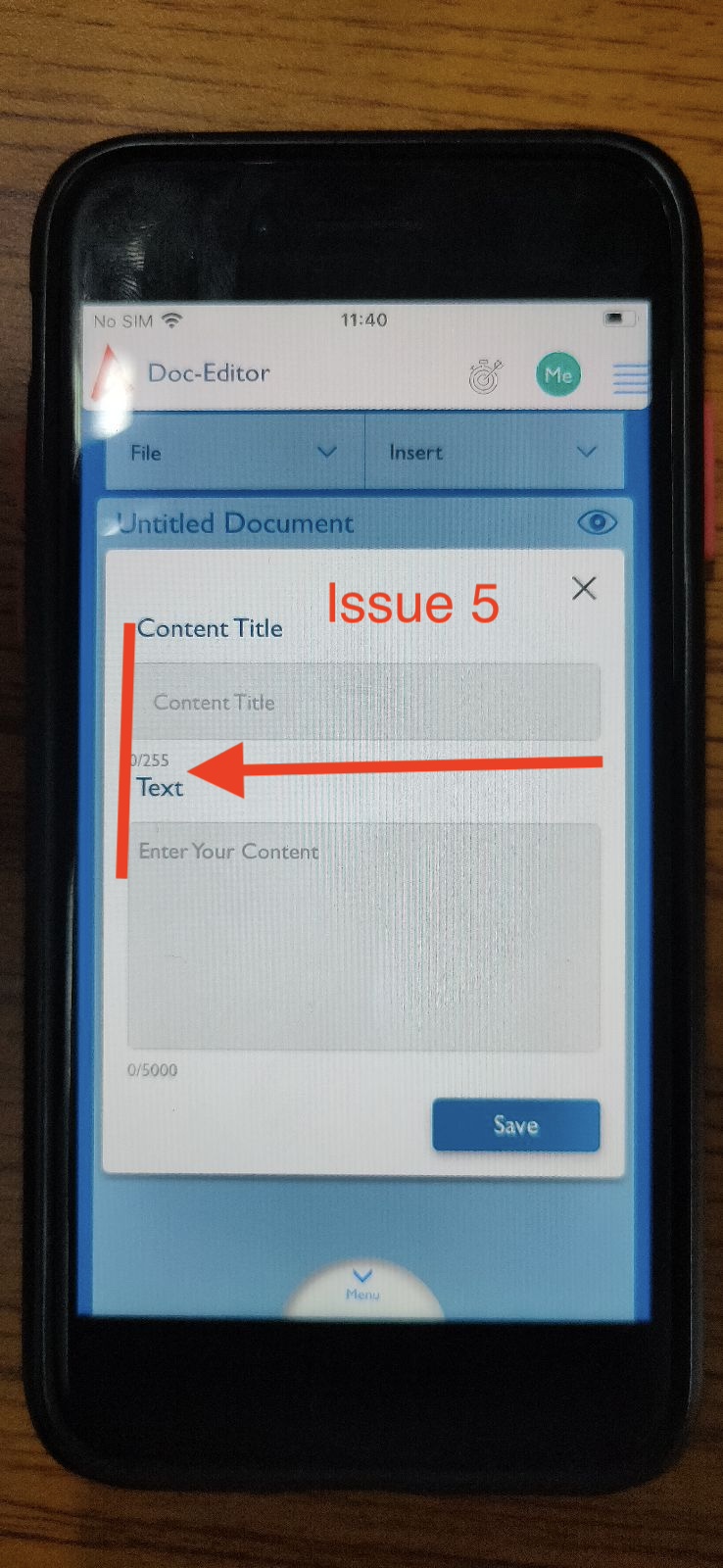 Bug #2836: Create: Change the Hint Text and Fix the Alignment Issue. - iOS - Doc-Editor - Redmine