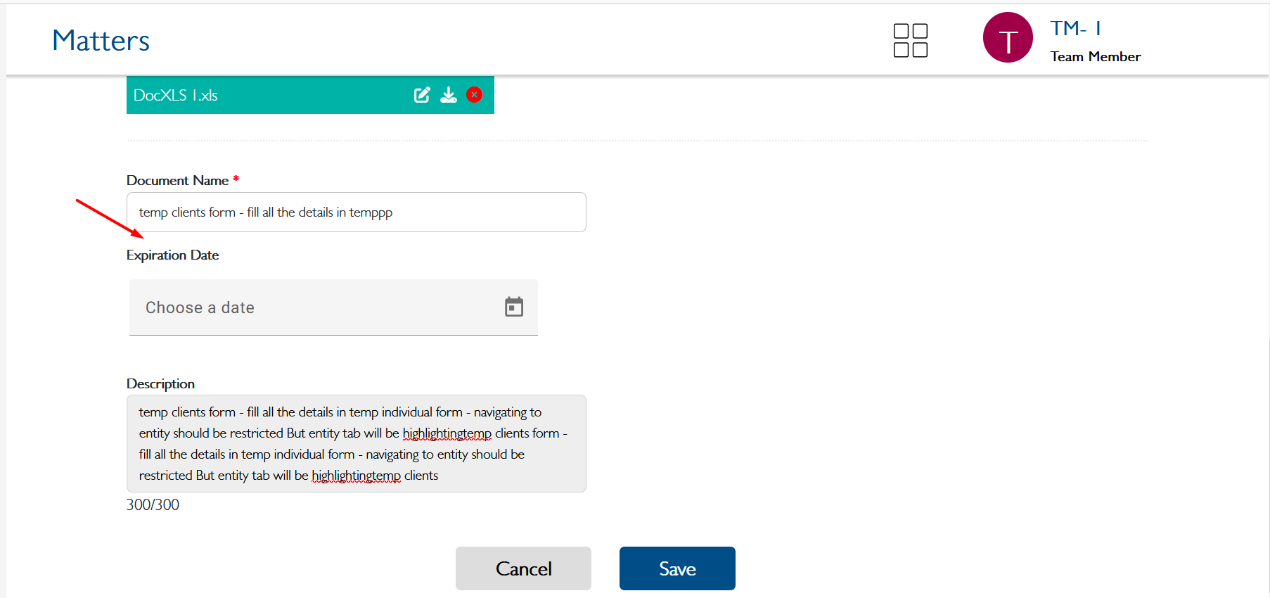 Bug #2048: View Details [Legal/General] [Document - Upload New+] : Ensuring that the character ...