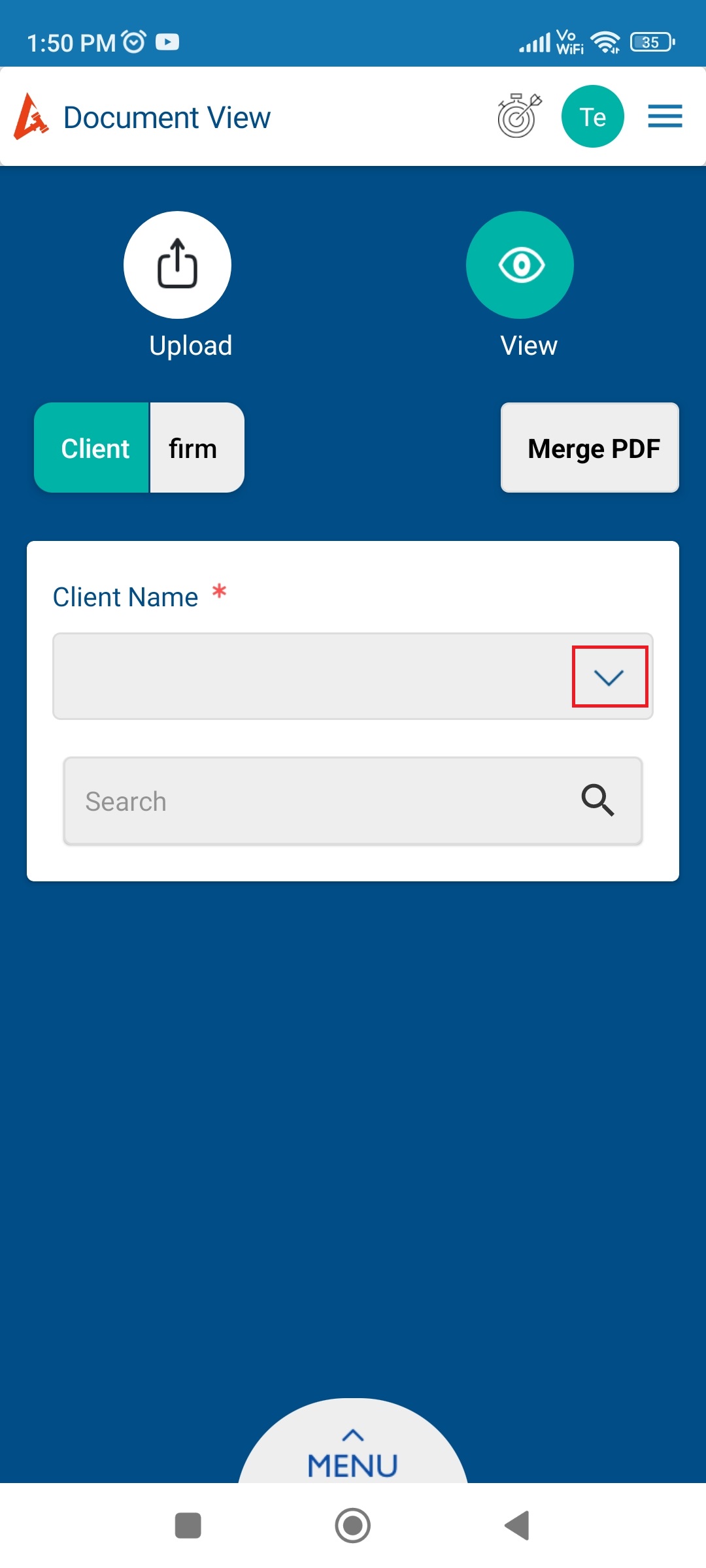 Bug #3194: Document Upload/ View Page - Client selection dropdown button is not functional ...