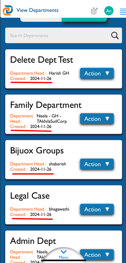 Bug #3642: Departments(View):- The creation date of existing departments is showing as the ...