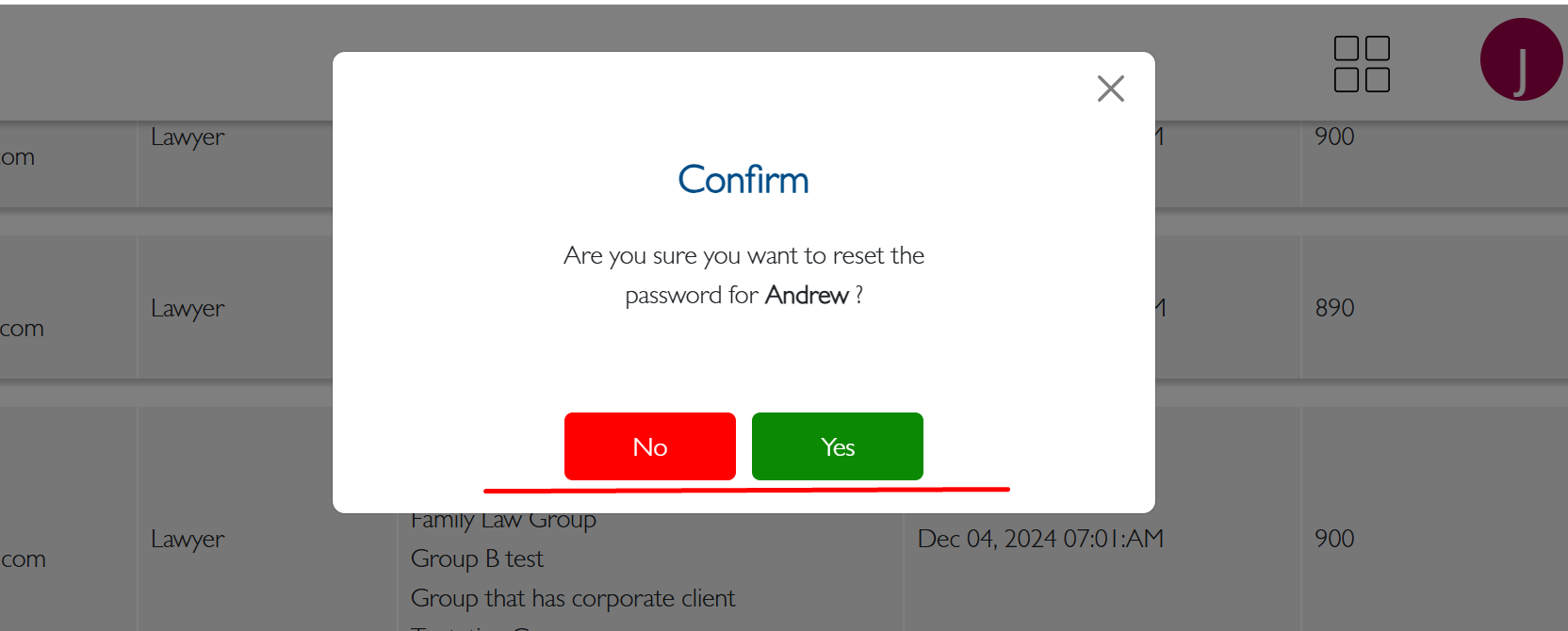 Bug #2215: View Members : Reset Password / Delete Member - Confirmation Popup should display as ...