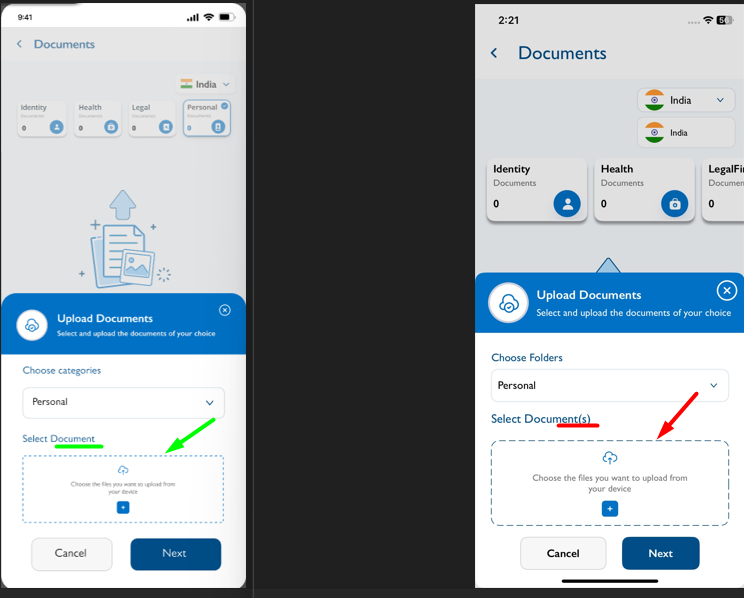 Bug #5090: Documents (Upload): On the document upload page, remove the text 'Select document - S ...