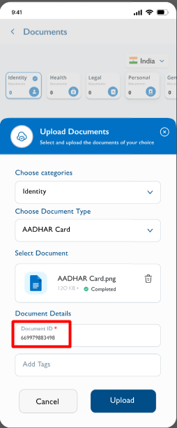 Bug #5091: Documents (Upload): The Identity Document upload page, the document details currently ...