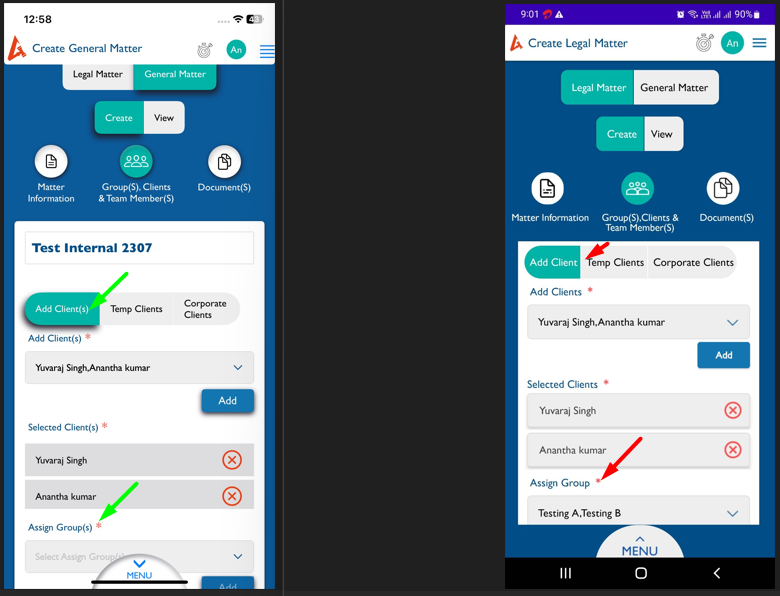Bug #5155: Matter Creations (Legal/General):- The Add Client and Team Member page Field heading ...